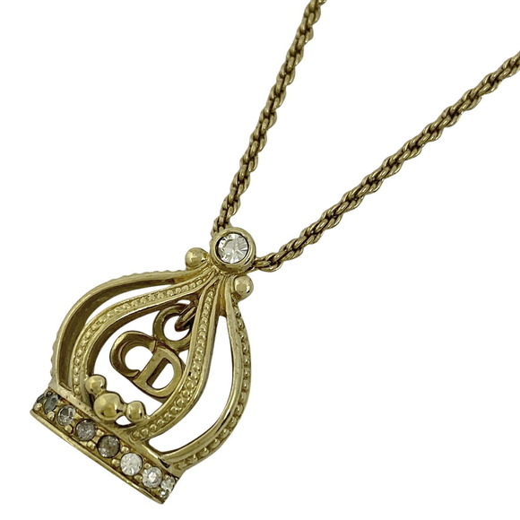Dior | Bags | Christian Dior Logo Rhinestone Necklace Cd Crown Motif Gp ...